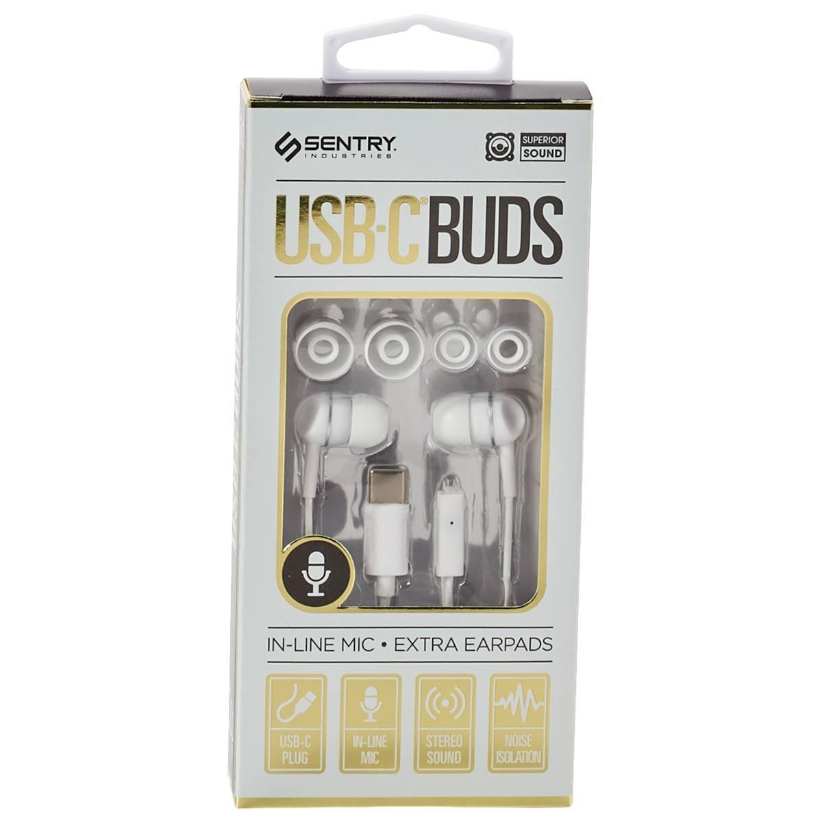 Click here for Sentry USB-C Wired Ear Buds - White prices