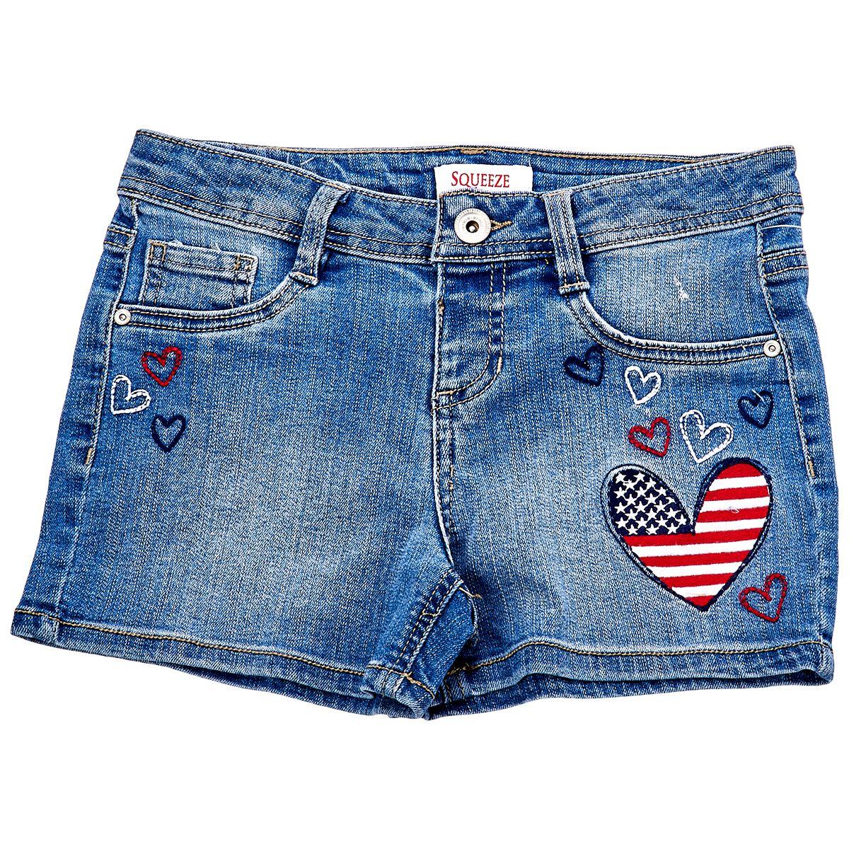 Click here for Girls (7-12) Squeeze Americana Heart Patch Shorts prices