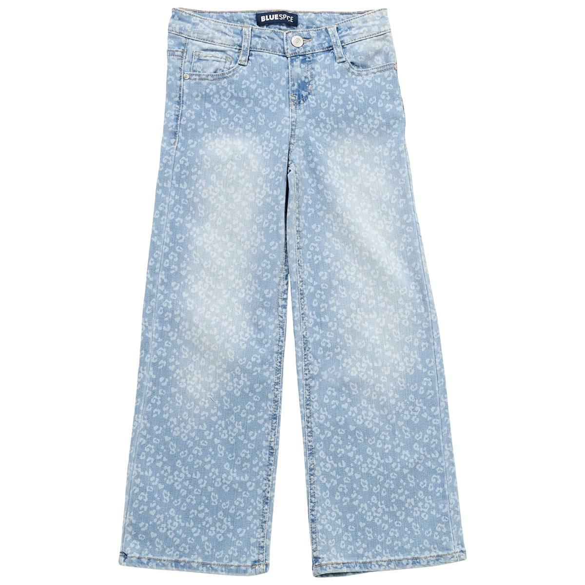 Click here for Girls (7-12) Blue Spice Leopard Wide Leg Jeans prices