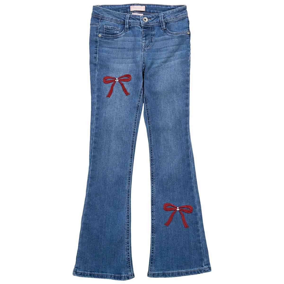 Click here for Girls (7-12) Squeeze Flare Jean w/ Burgundy Bows &... prices