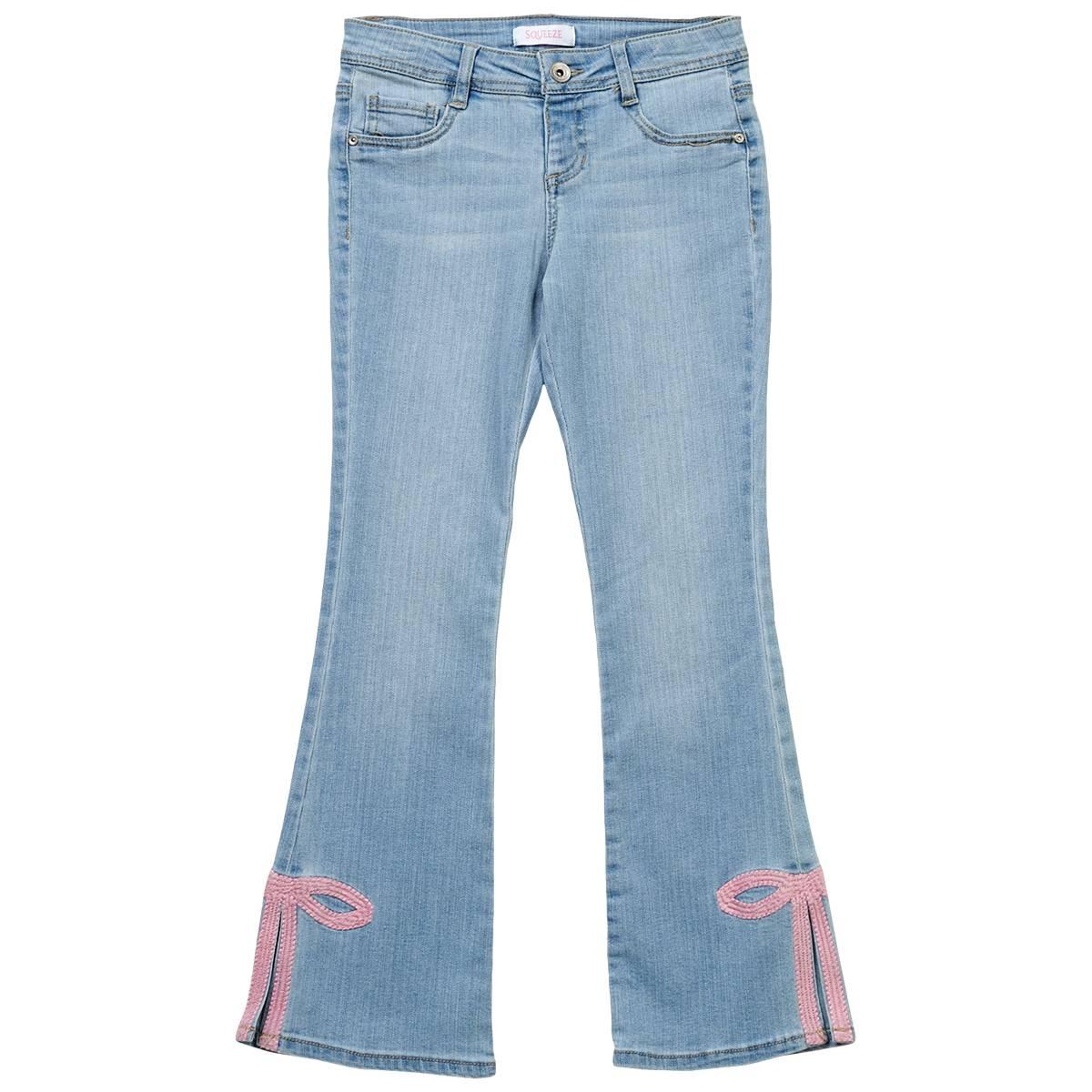Click here for Girls (7-12) Squeeze Flared Jeans w/ Pink Bow Spli... prices