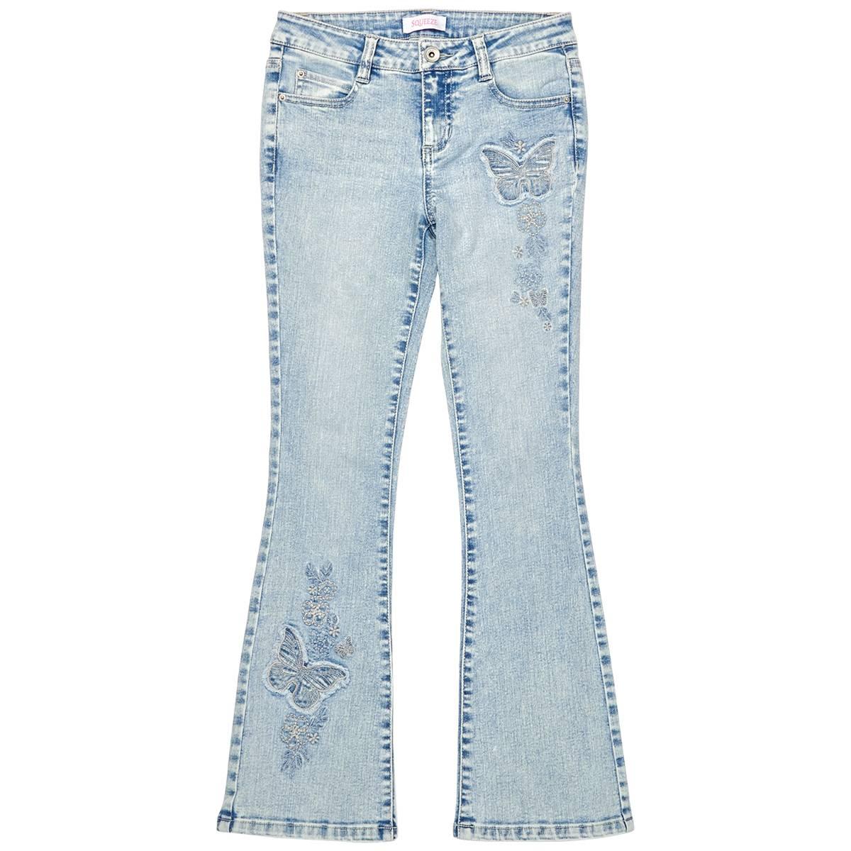 Click here for Girls(7-16) Squeeze Butterfly Patch Flare Jeans prices