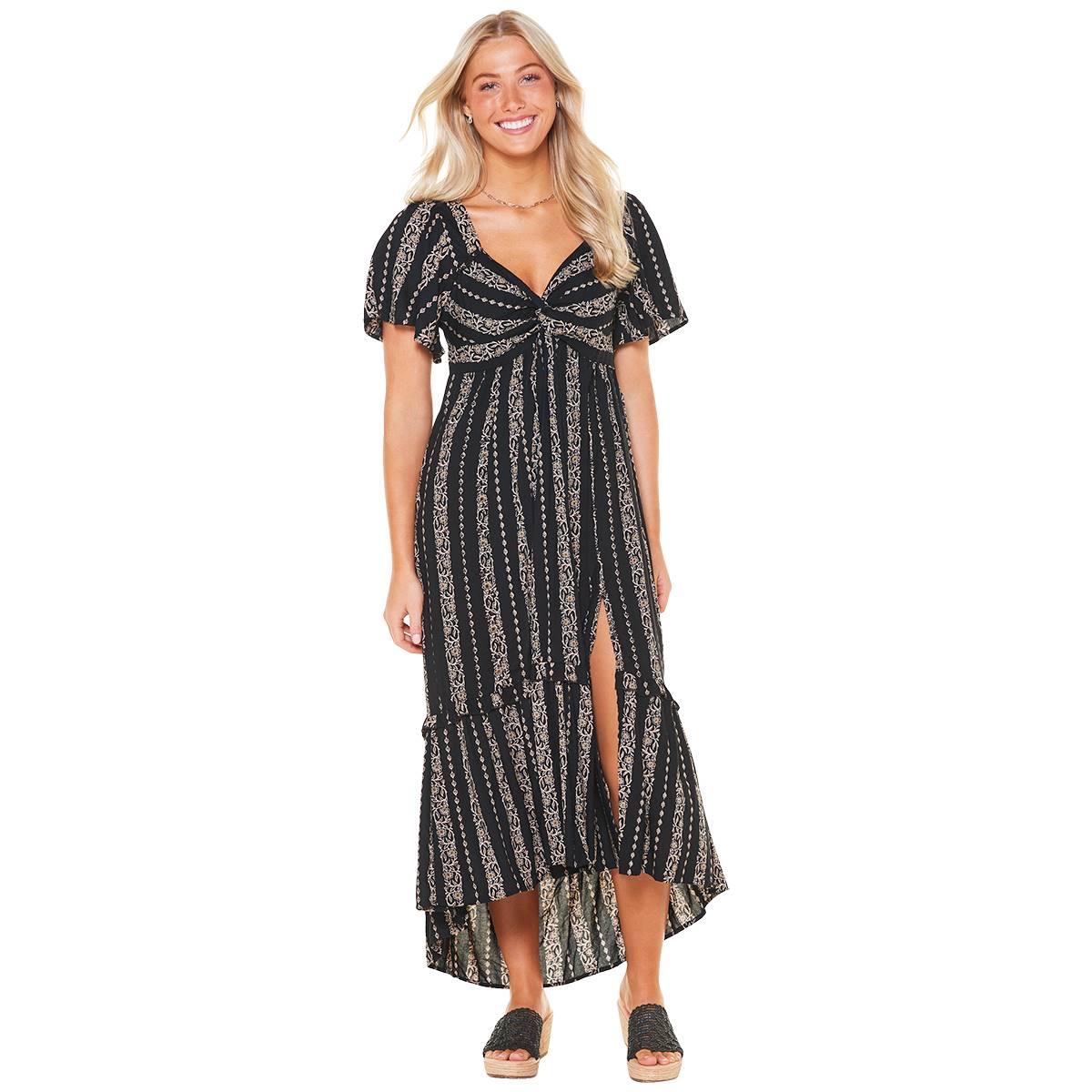 Click here for Juniors Angie High Low Smocked Maxi Dress prices