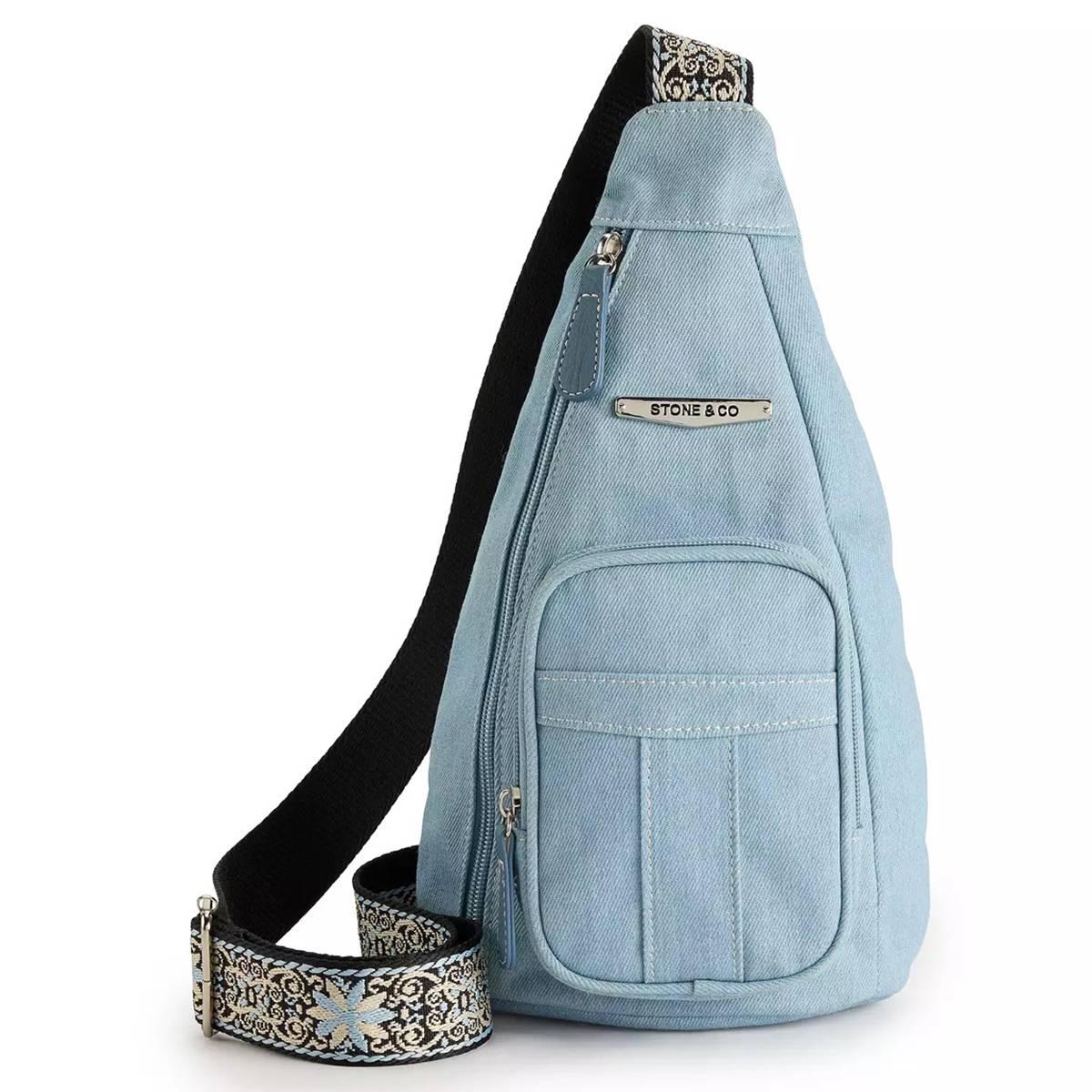 Click here for Stone Mountain Festival Denim Sling Crossbody Hand... prices