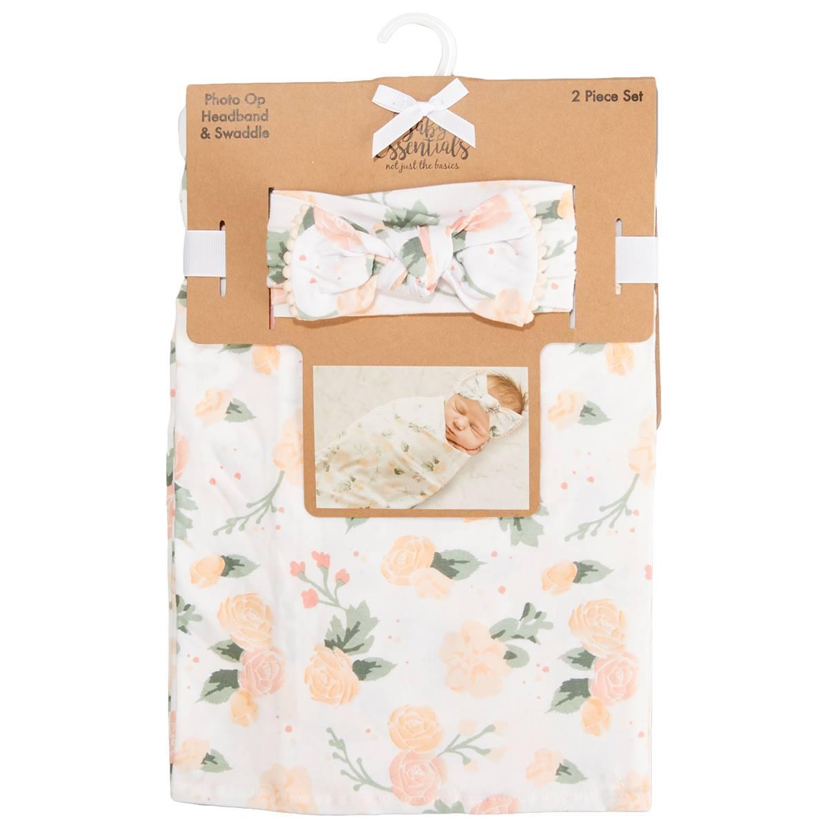 Click here for Baby Essentials(R) Floral Swaddle Blanket & Headba... prices