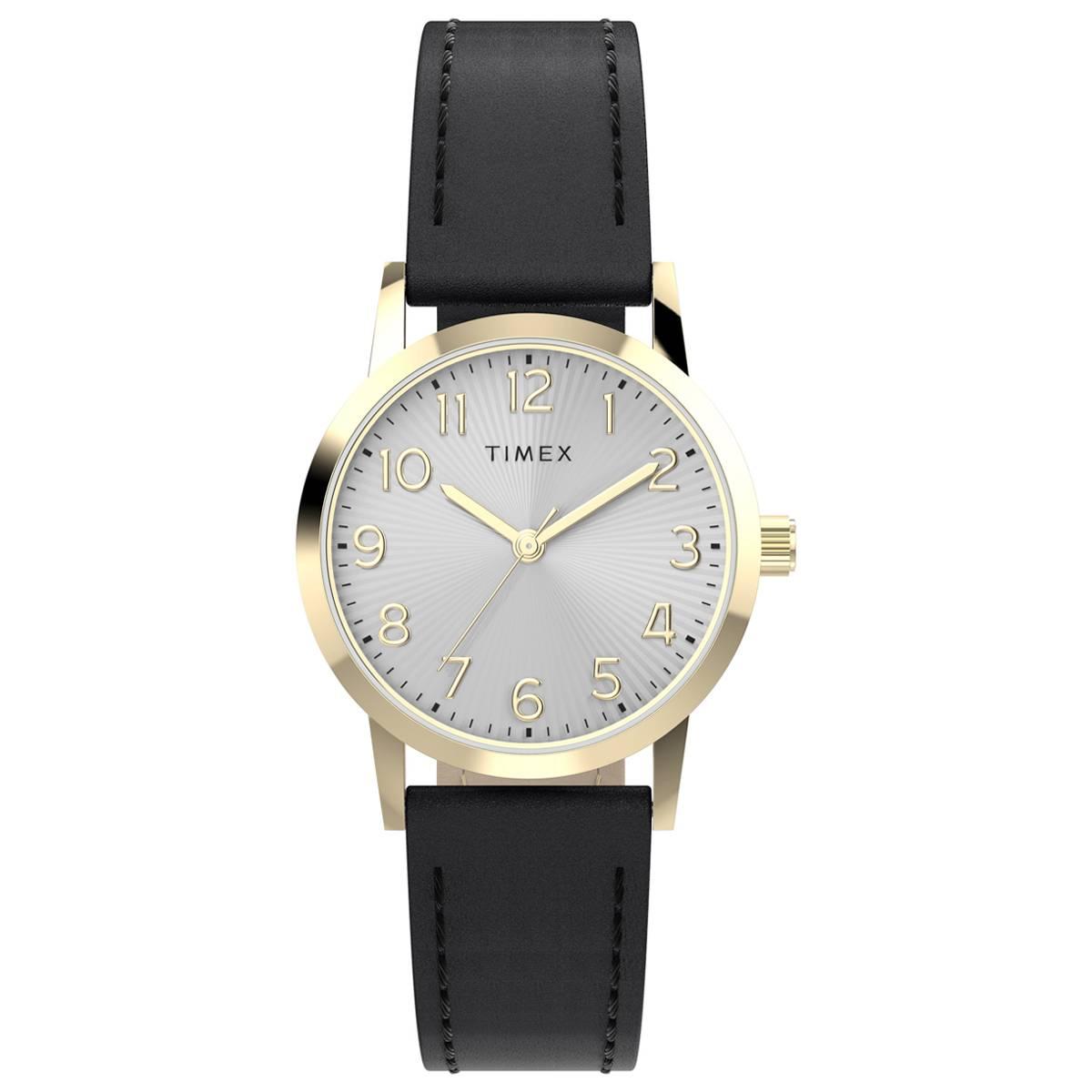 Click here for Womens Timex(R) Silver Dial Watch w/ Black Leather... prices