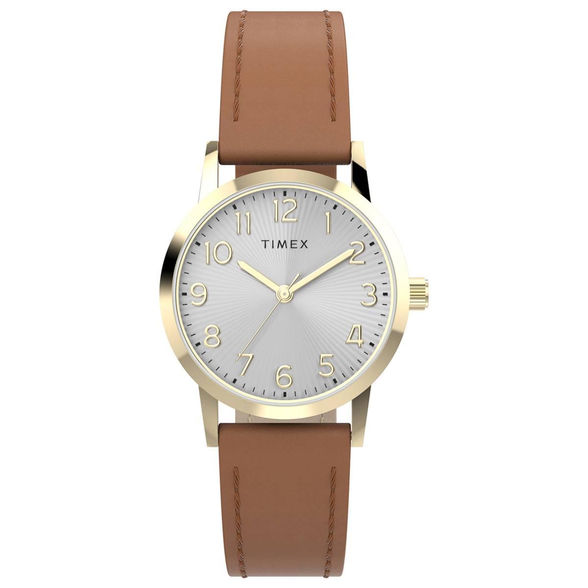 Click here for Womens Timex(R) Silver Dial Watch w/ Leather Strap... prices