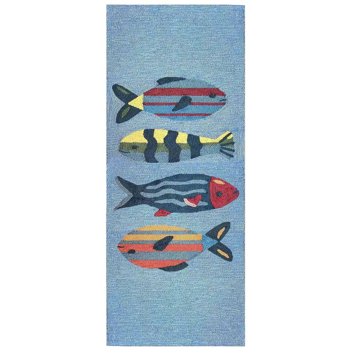 Liora Manne Frontporch Fishes 2x5 Runner Area Rug - Aqua