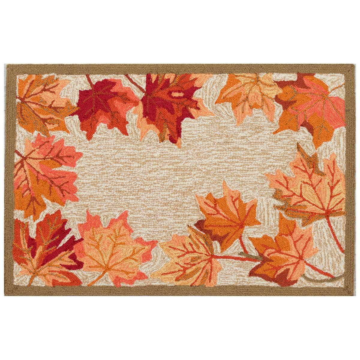 Liora Manne Ravella Falling Leaves Border 2x3 Area Rug - Moss