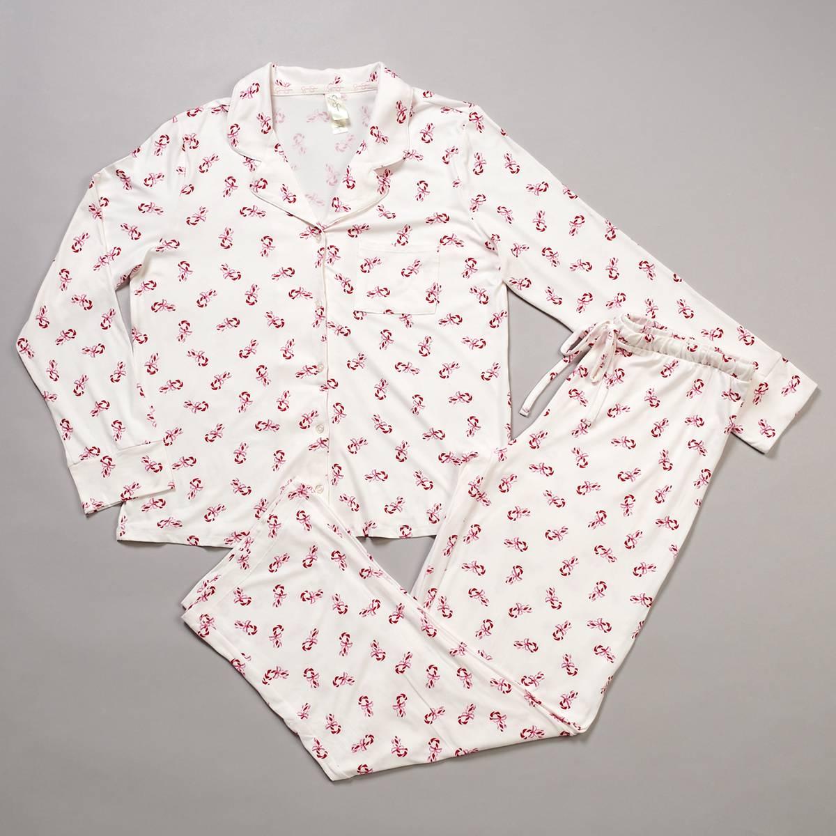 Click here for Womens Jessica Simpson Candy Cane Bow Pajama Set prices
