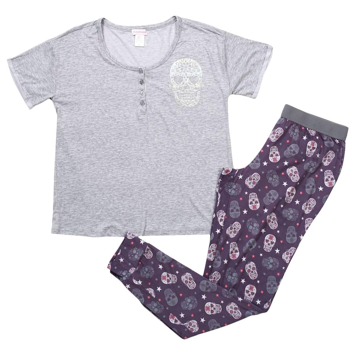 Click here for Womens Rampage Short Sleeve Brushed Skull Henley P... prices