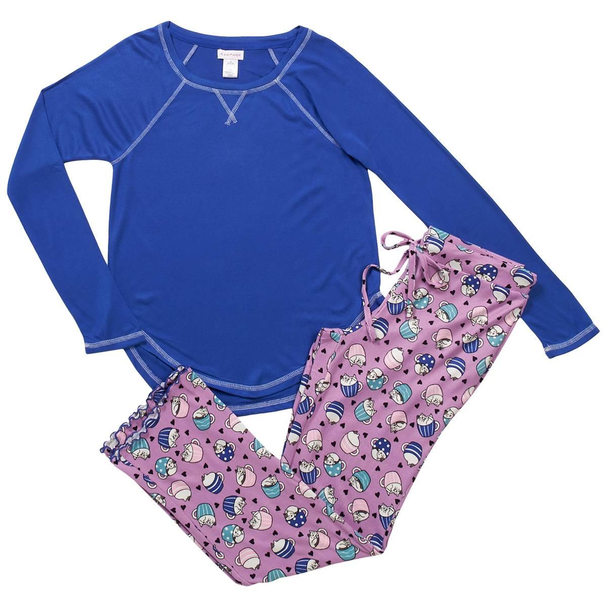 Click here for Womens Rampage Solid Long Sleeve Cat Cup Pajama Se... prices