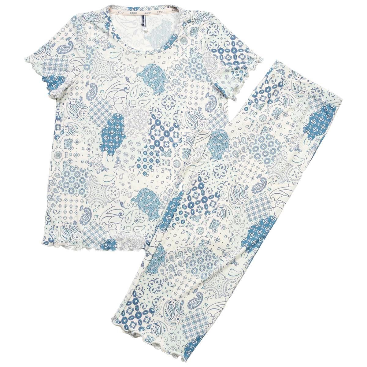 Click here for Womens IZOD(R) Geometric Patch Ribbed Pajama Set prices