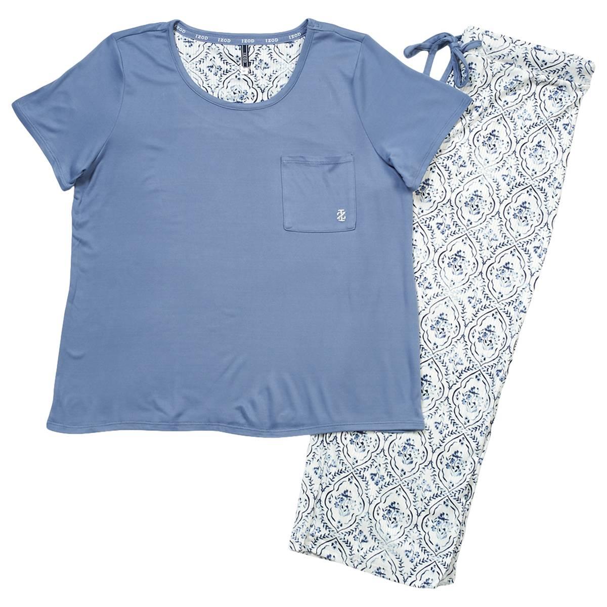 Click here for Plus Size IZOD(R) Solid Tee & Flowers Capris Pajam... prices