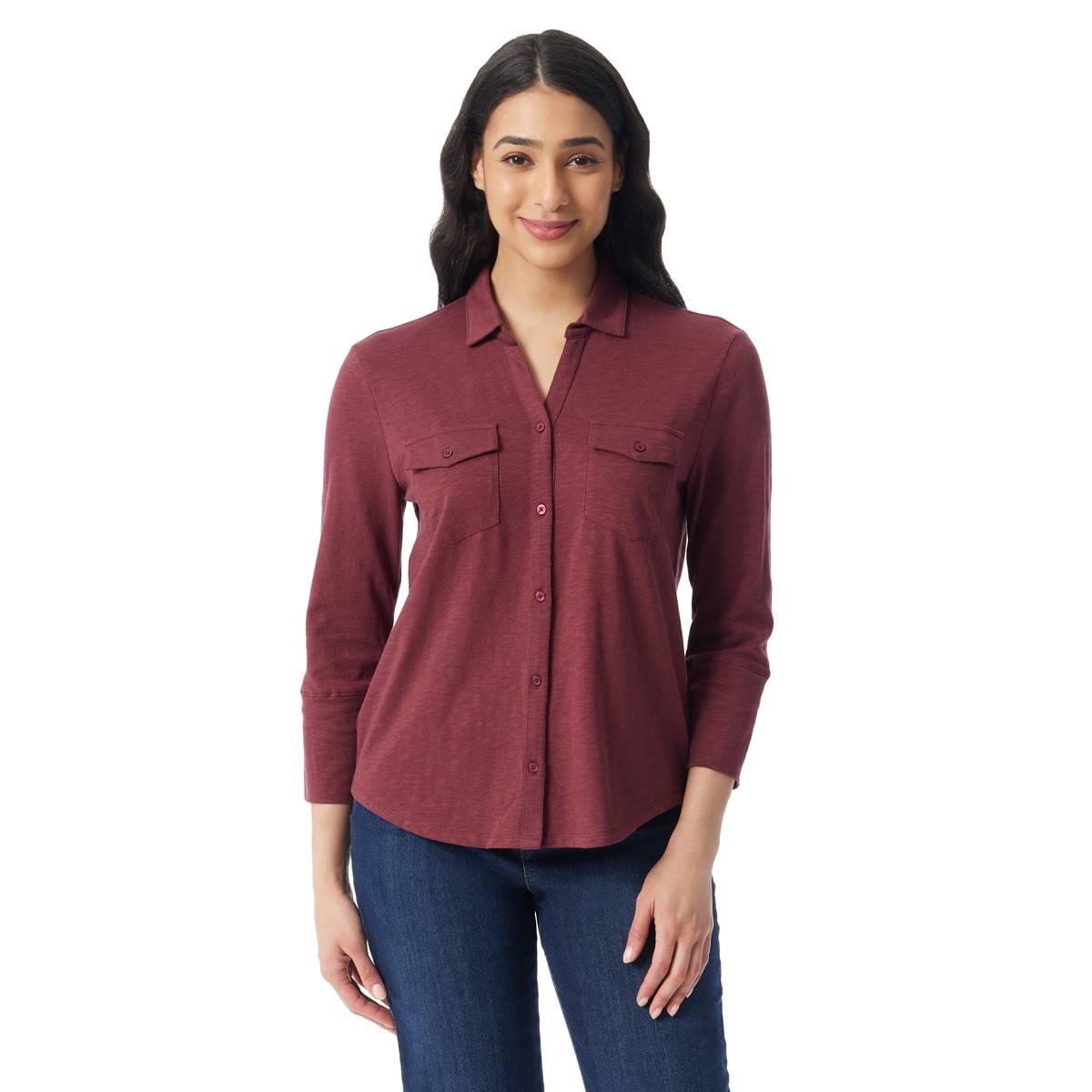 Click here for Petite Gloria Vanderbilt Ashten 3/4 Sleeve Button... prices