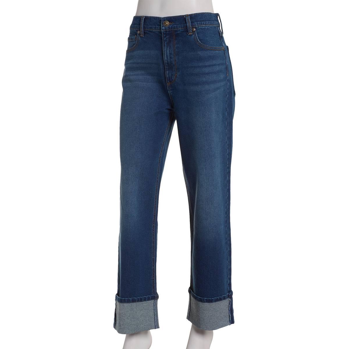 Womens Gloria Vanderbilt High Ride Straight Leg Cuff Ankle Jeans
