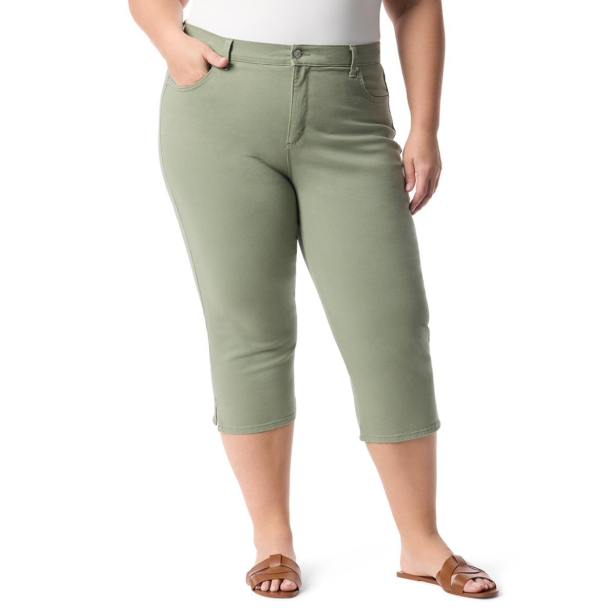 Gloria Vanderbilt Amanda Womens Straight High Rise Plus Capri Pant  24w  White
