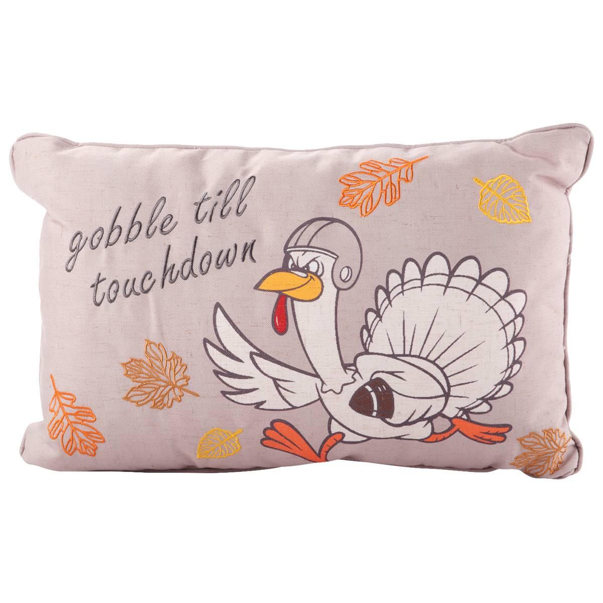 Click here for Gobble till Touchdown Brown Decorative Pillow - 20... prices