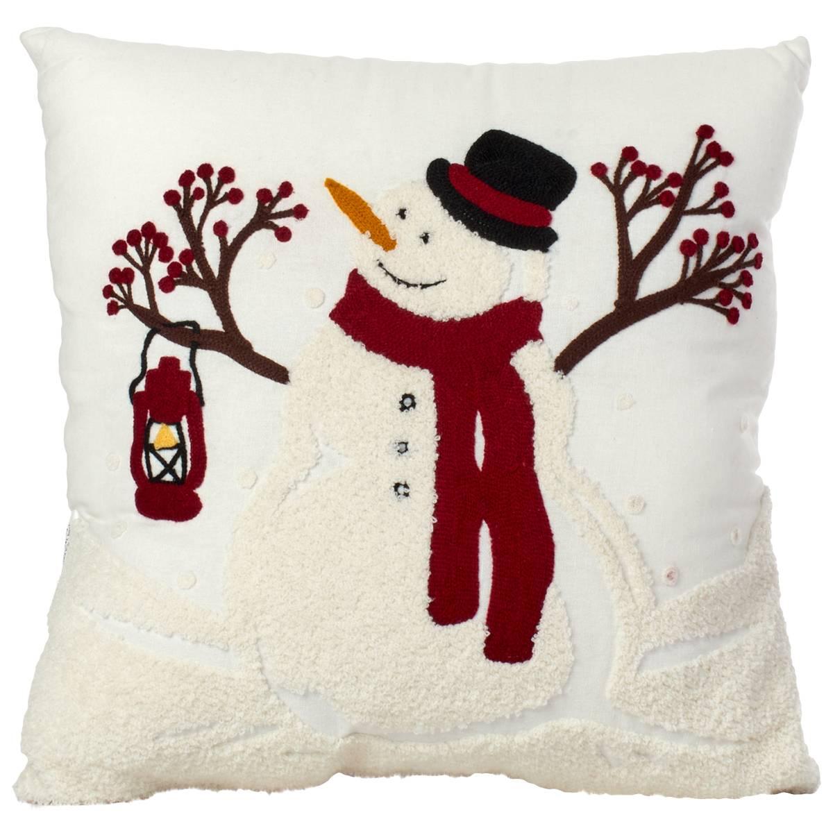 Click here for Snowman with Lantern Decorative Pillow - 18x18 prices