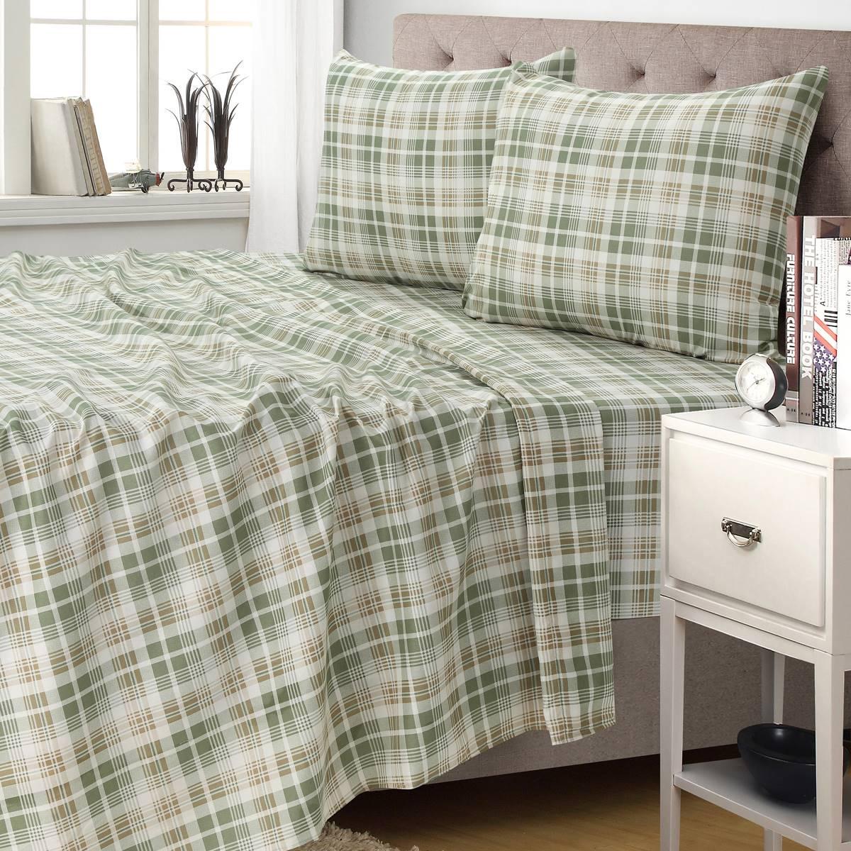 Click here for Harper Loft Cabin Plaid Microfiber 4pc. Sheet Set prices