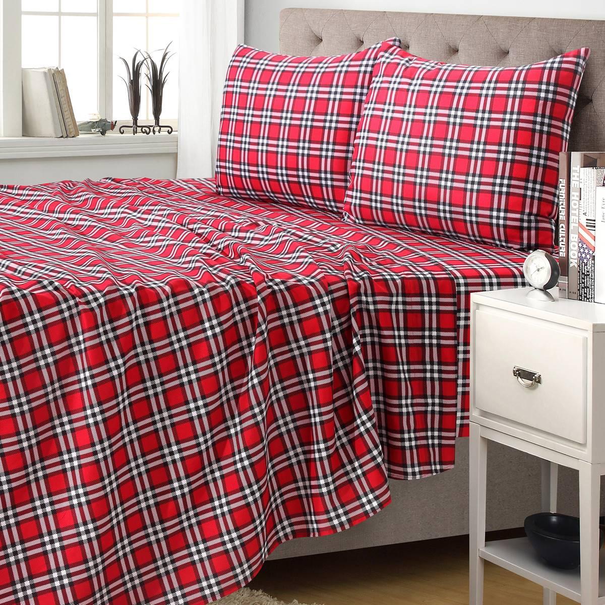 Click here for Harper Loft Cady Plaid Microfiber 4pc. Sheet Set prices