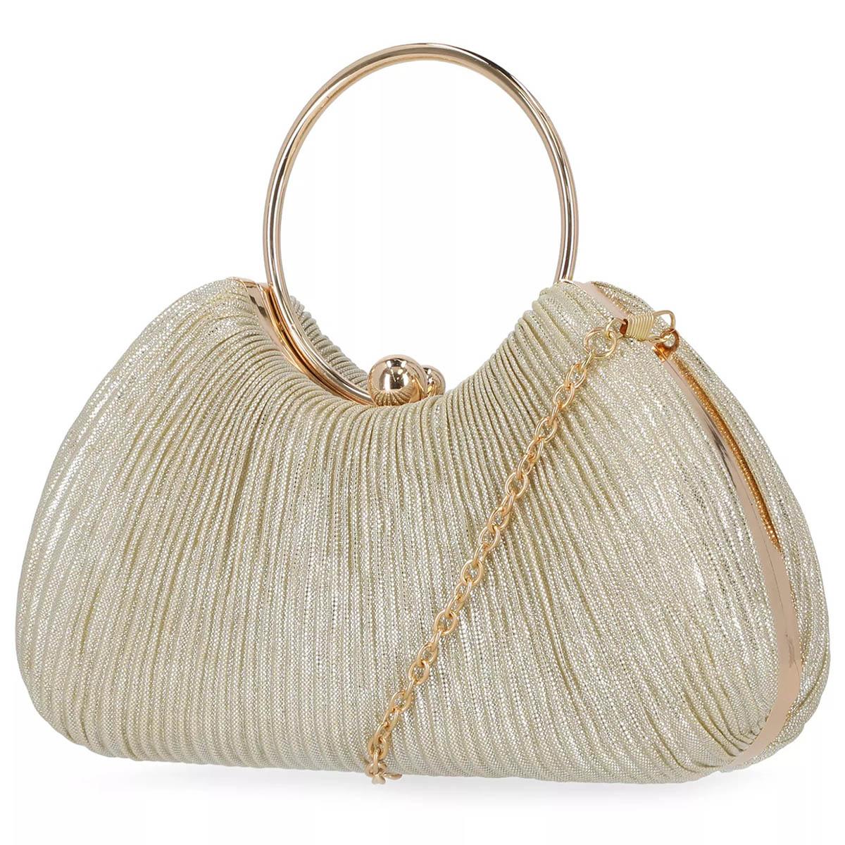 Click here for Jessica McClintock Josette Pleated Metallic Clutch prices