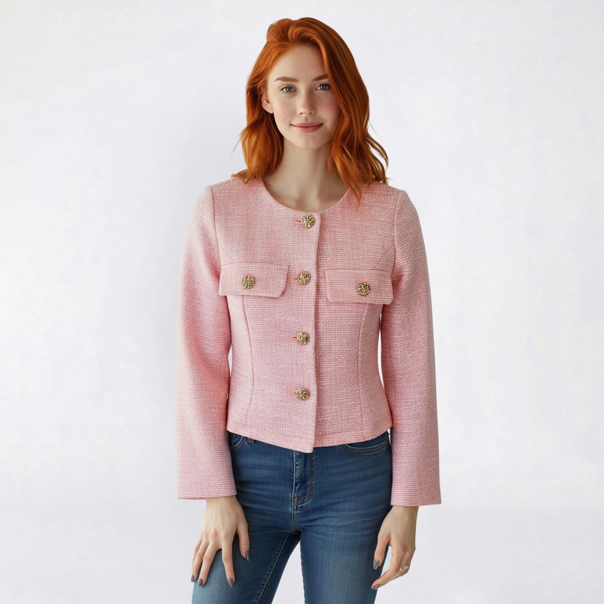 Click here for Juniors Love Tree Stretch Lurex Tweed Chanel Jacke... prices