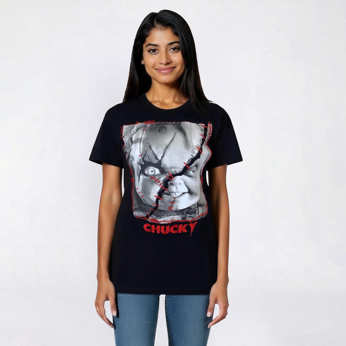 Click here for Juniors Freeze Chucky Face with Embroidery Stitchi... prices