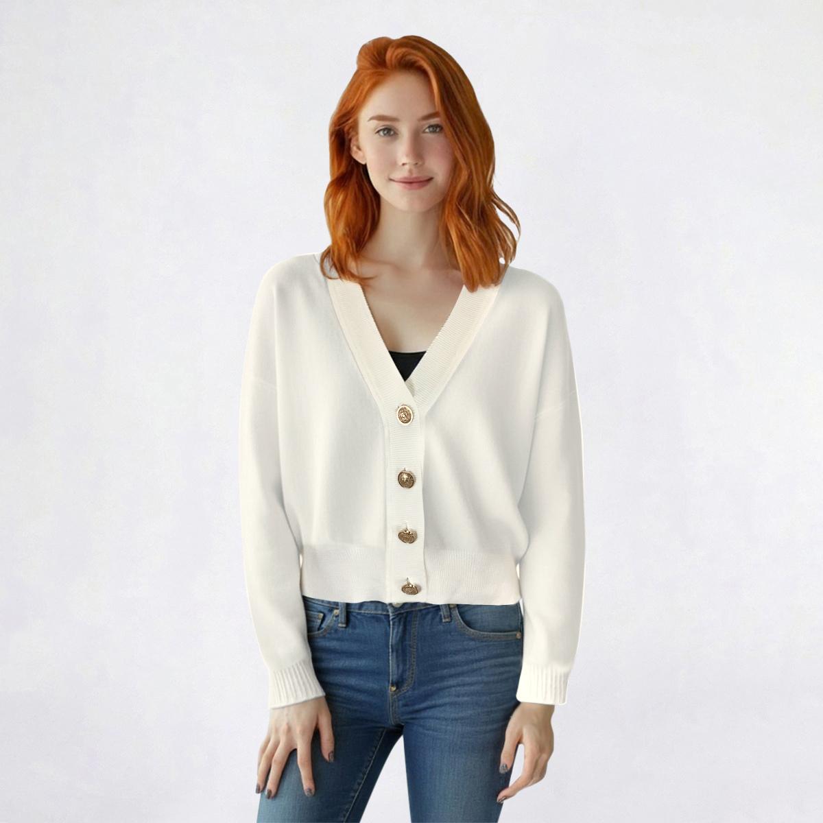 Click here for Juniors Love Tree Gold Button Front V-Neck Cardiga... prices