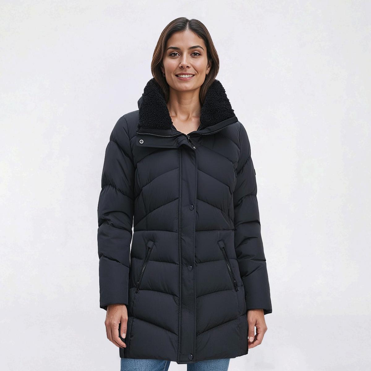 Click here for Petite Calvin Klein Long Puffer Jacket w/Sherpa Li... prices