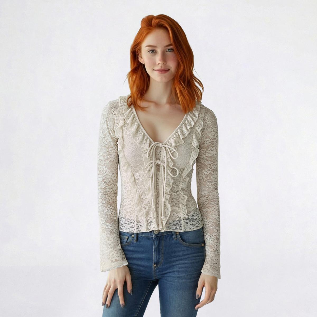 Click here for Juniors Madden Girl Tie Front Cascade Ruffle V-Nec... prices