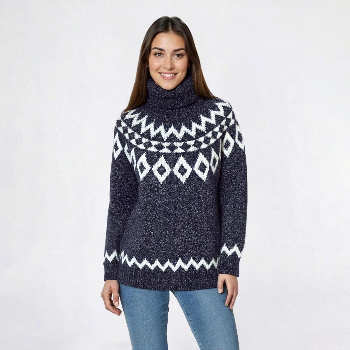 Click here for Womens Tint & Shadow Long Sleeve Fair Isle Turtlen... prices