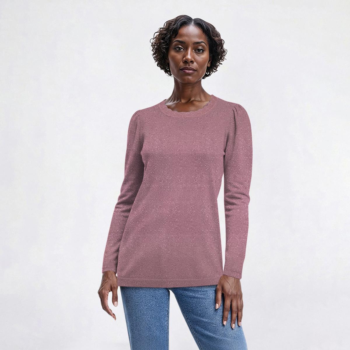 Click here for Womens Tint & Shadow Scallop Crew Neck Sweater prices