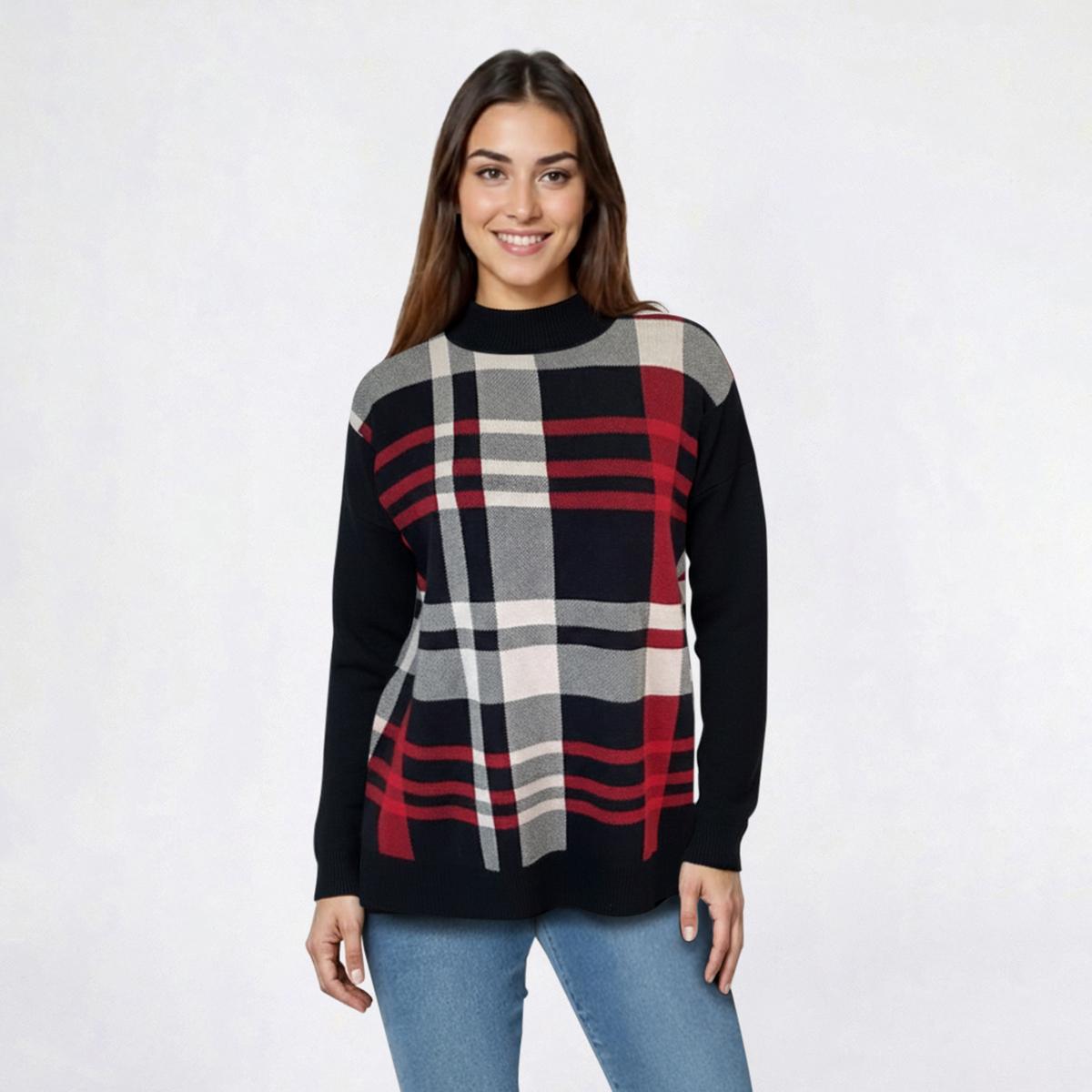Click here for Womens Tint & Shadow Long Sleeve Plaid Mock Neck S... prices