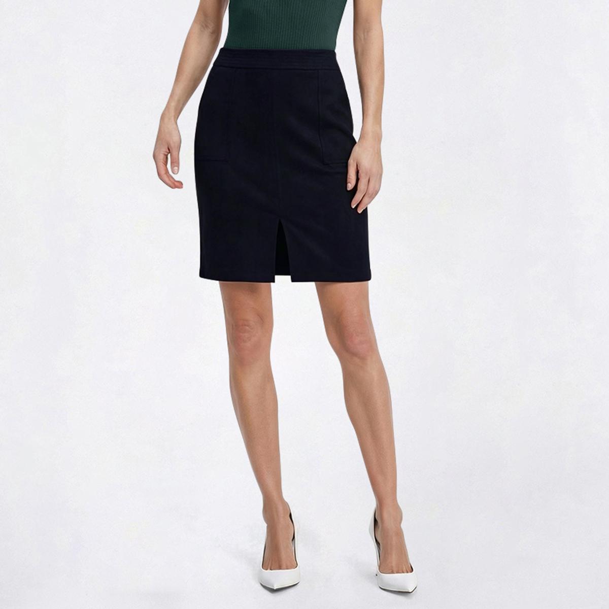 Click here for Womens Zac & Rachel Front Slit Faux Suede Solid Sk... prices