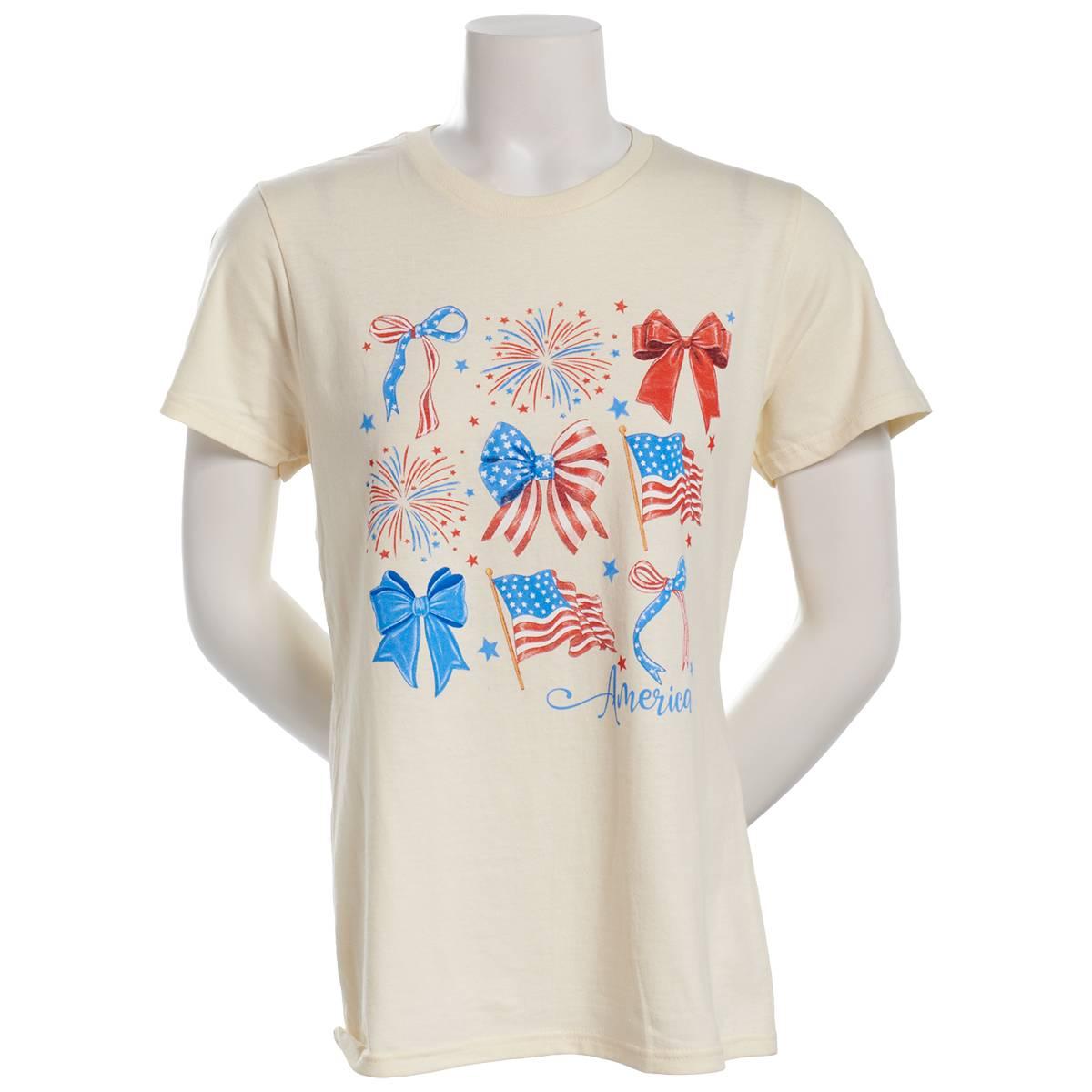 Click here for Womens Home of the Brave Bows & Fireworks Short Sl... prices