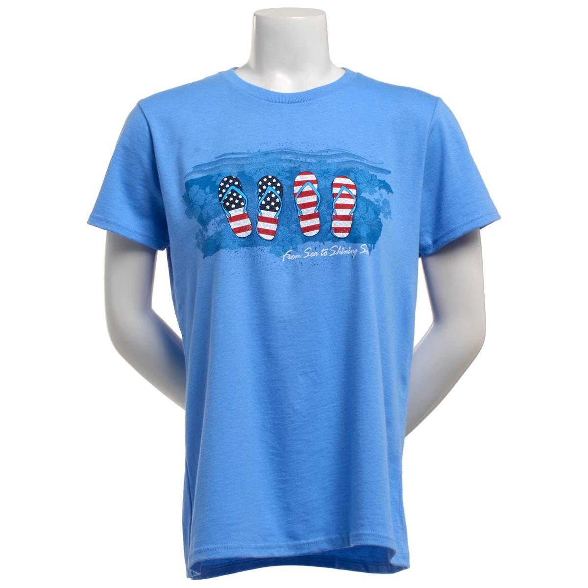 Click here for Womens Home of the Brave Flip Flop USA Tee prices