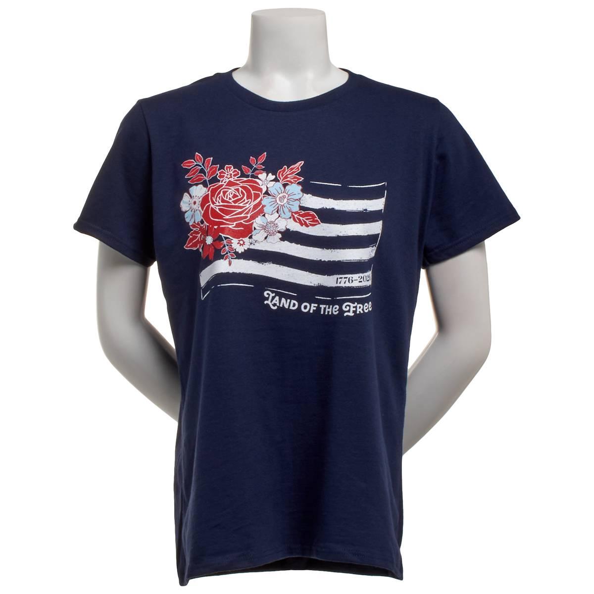 Click here for Womens Home of the Brave Flower Flag Tee prices