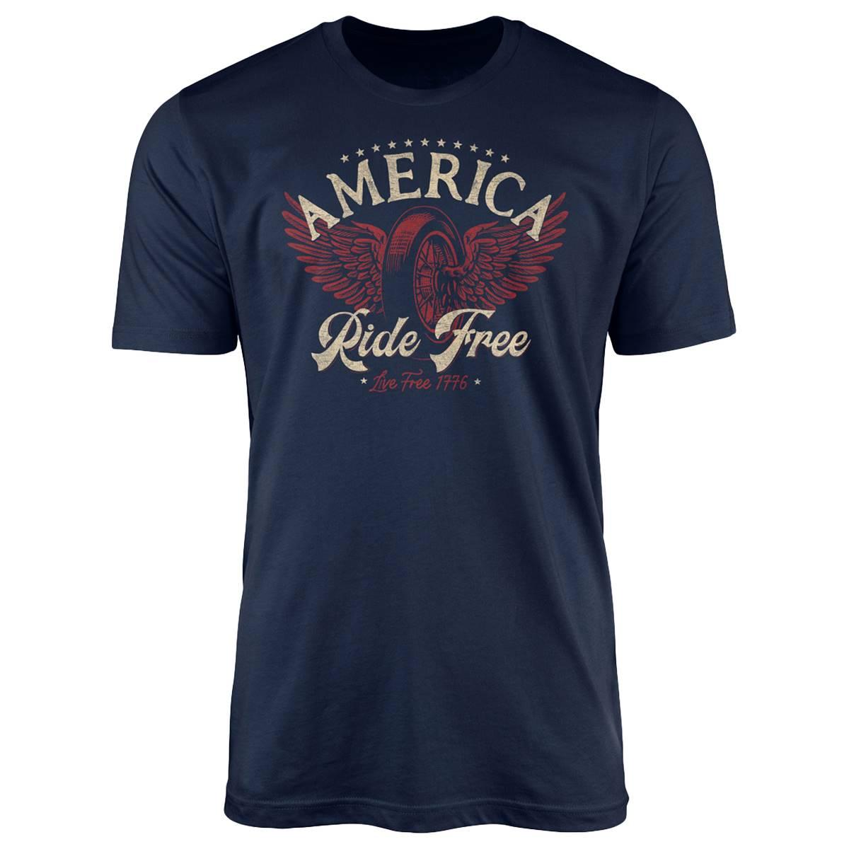 Click here for Mens Ride Free Short Sleeve Graphic Tee - Navy prices