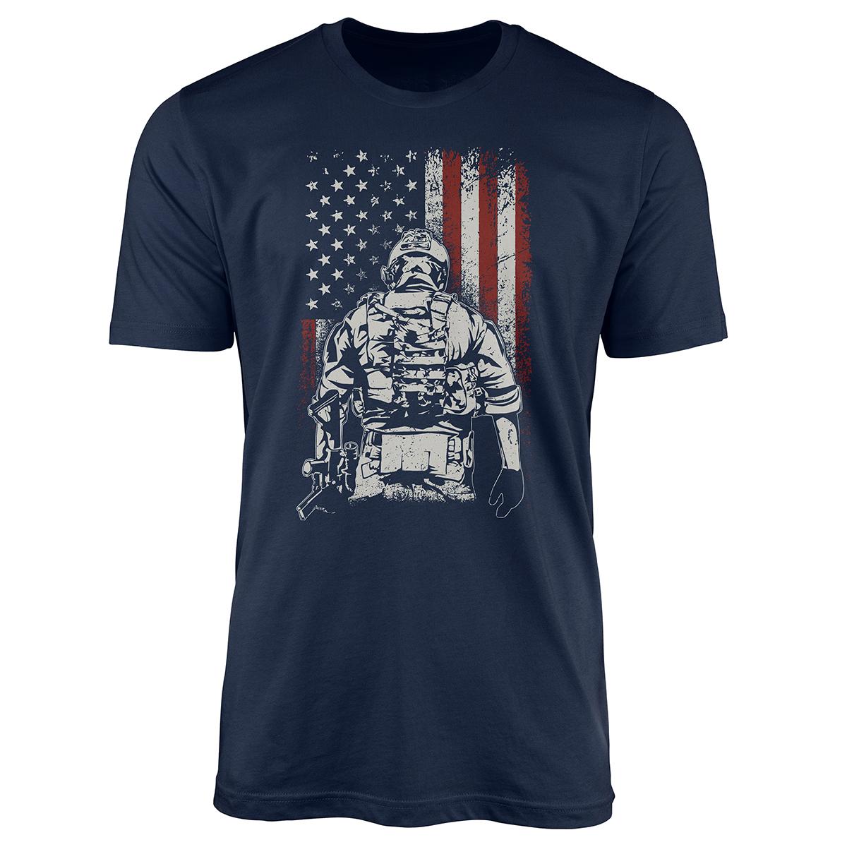 Click here for Mens Soldier & Flag Short Sleeve Graphic Tee prices