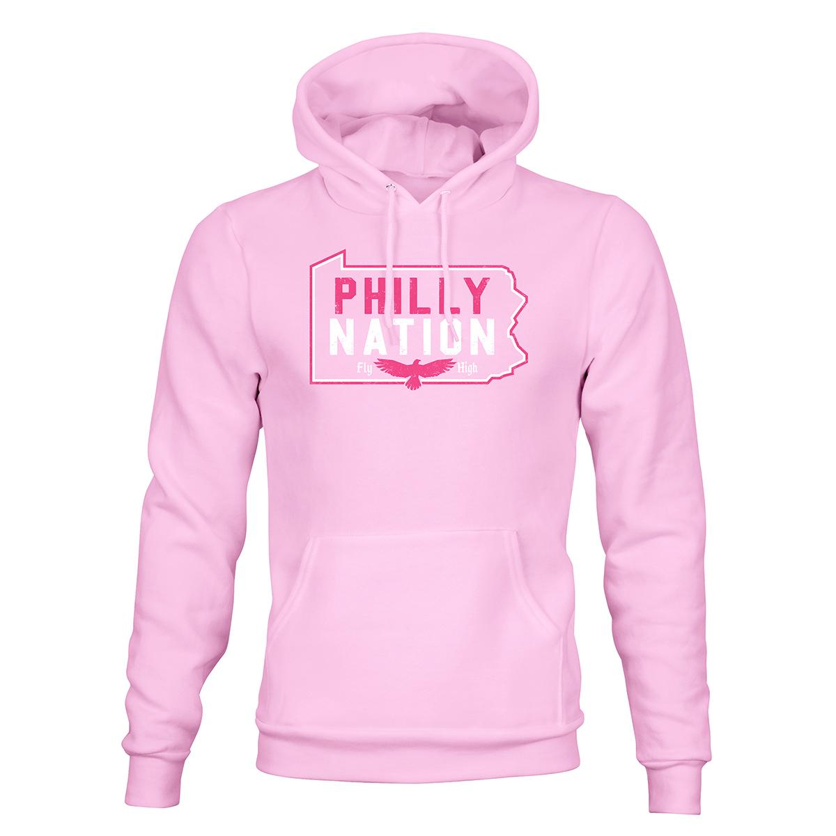 Click here for Mens Philly Nation Tailgate Hoodie - Light Pink prices