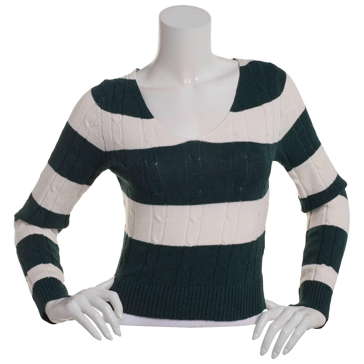 Click here for Juniors No Comment Striped Scoop Neck Cable Knit S... prices