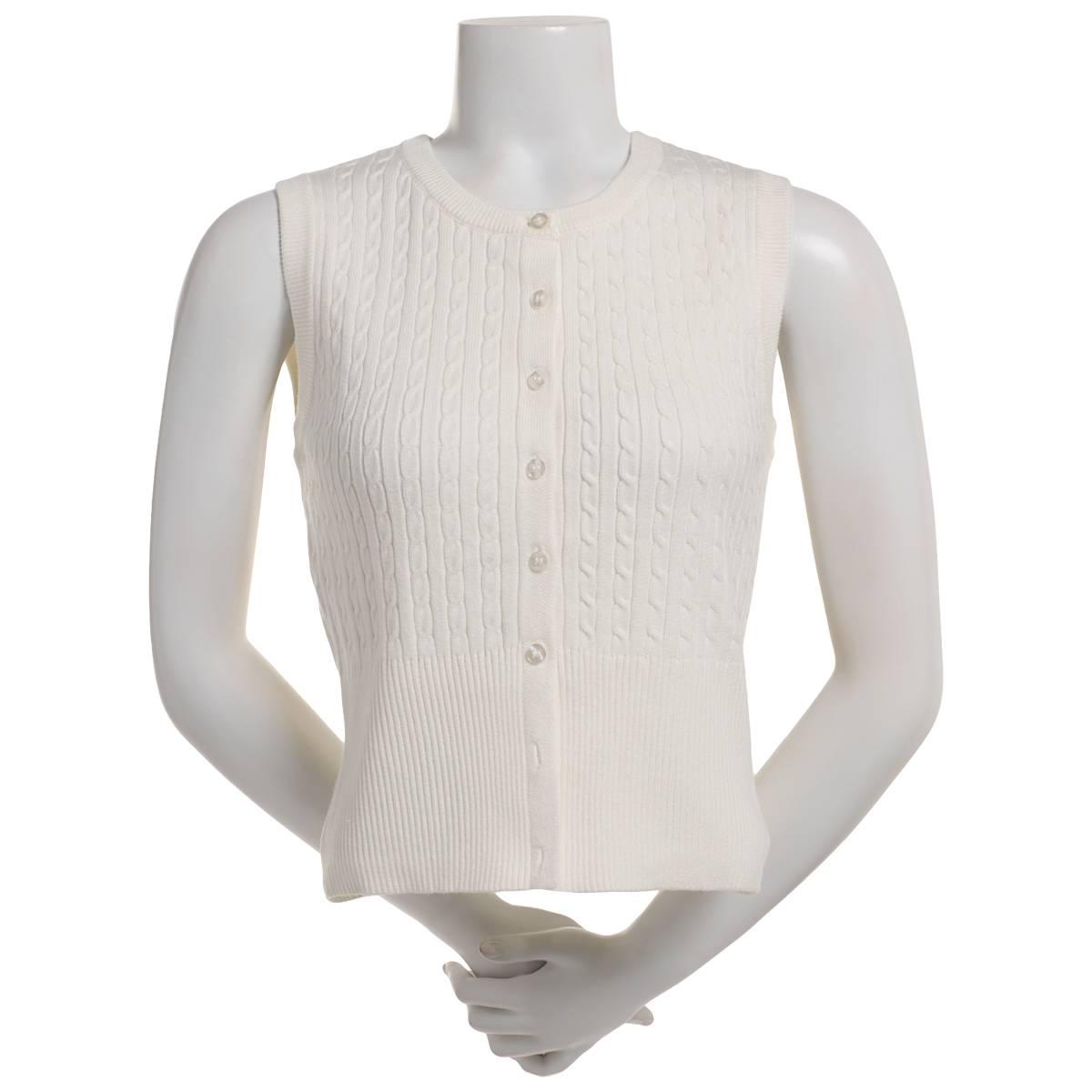 Click here for Juniors No Comment Cable Rib Button Front Crew Nec... prices