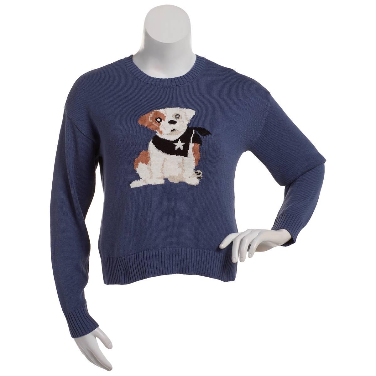 Click here for Juniors No Comment Knit Puppy Graphic Sweater prices