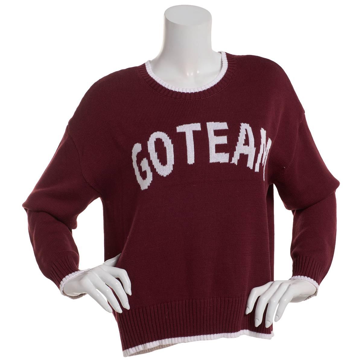 Click here for Juniors No Comment Go Team Slouchy Slogan Sweater prices