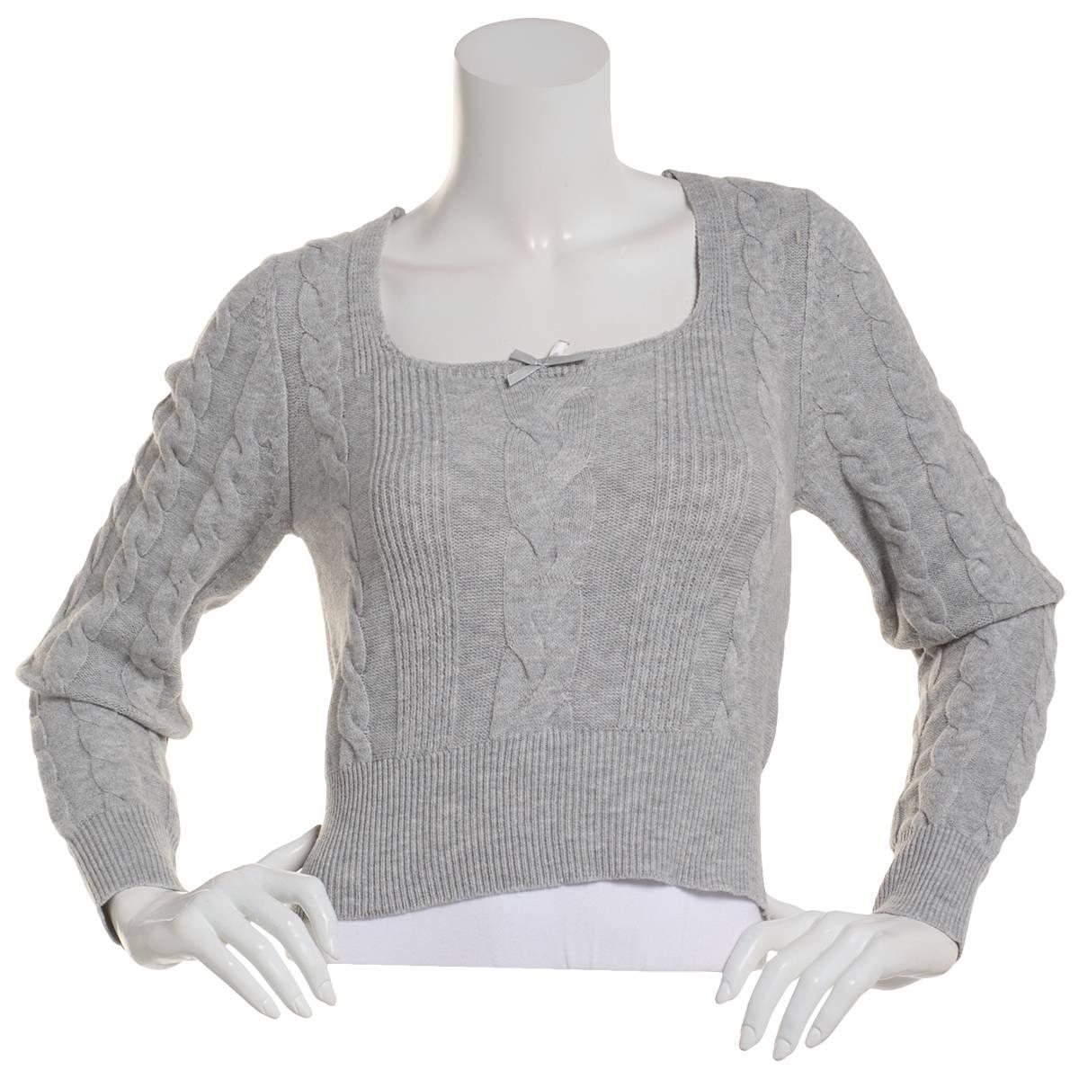 Click here for Juniors No Comment Mixed Cable Knit Sweater with B... prices