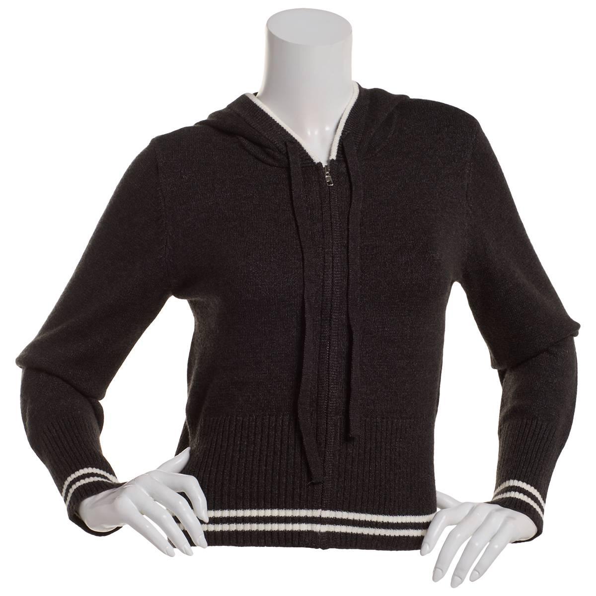 Click here for Juniors No Comment Zip Front Knit Hoodie prices