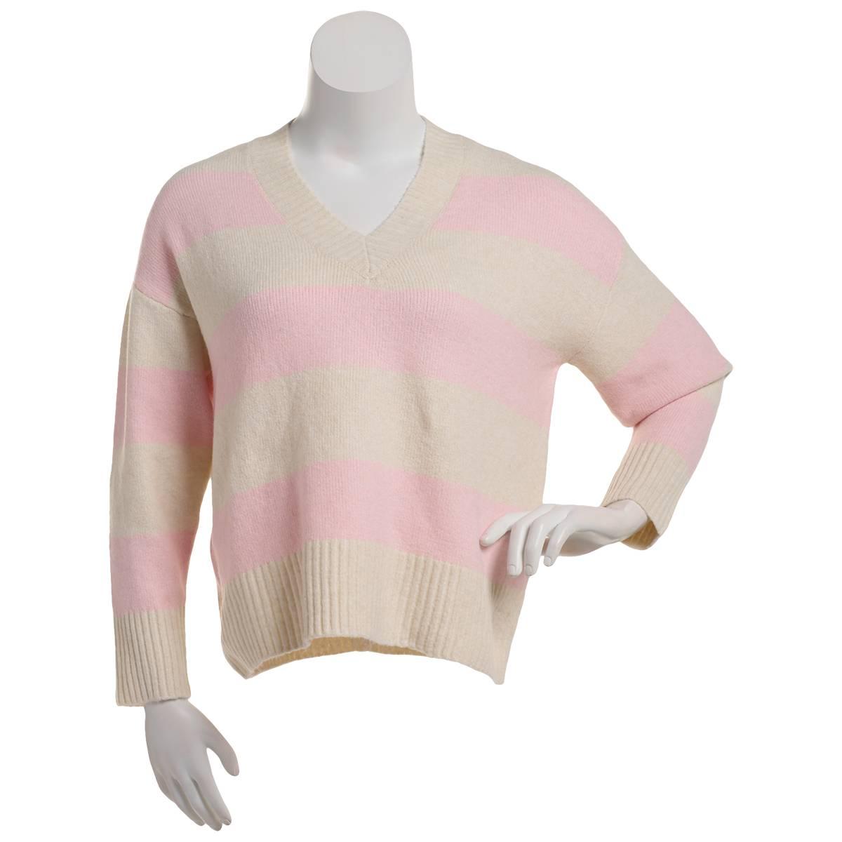 Click here for Juniors No Comment Rib Hem Tunic Stripe Sweater prices