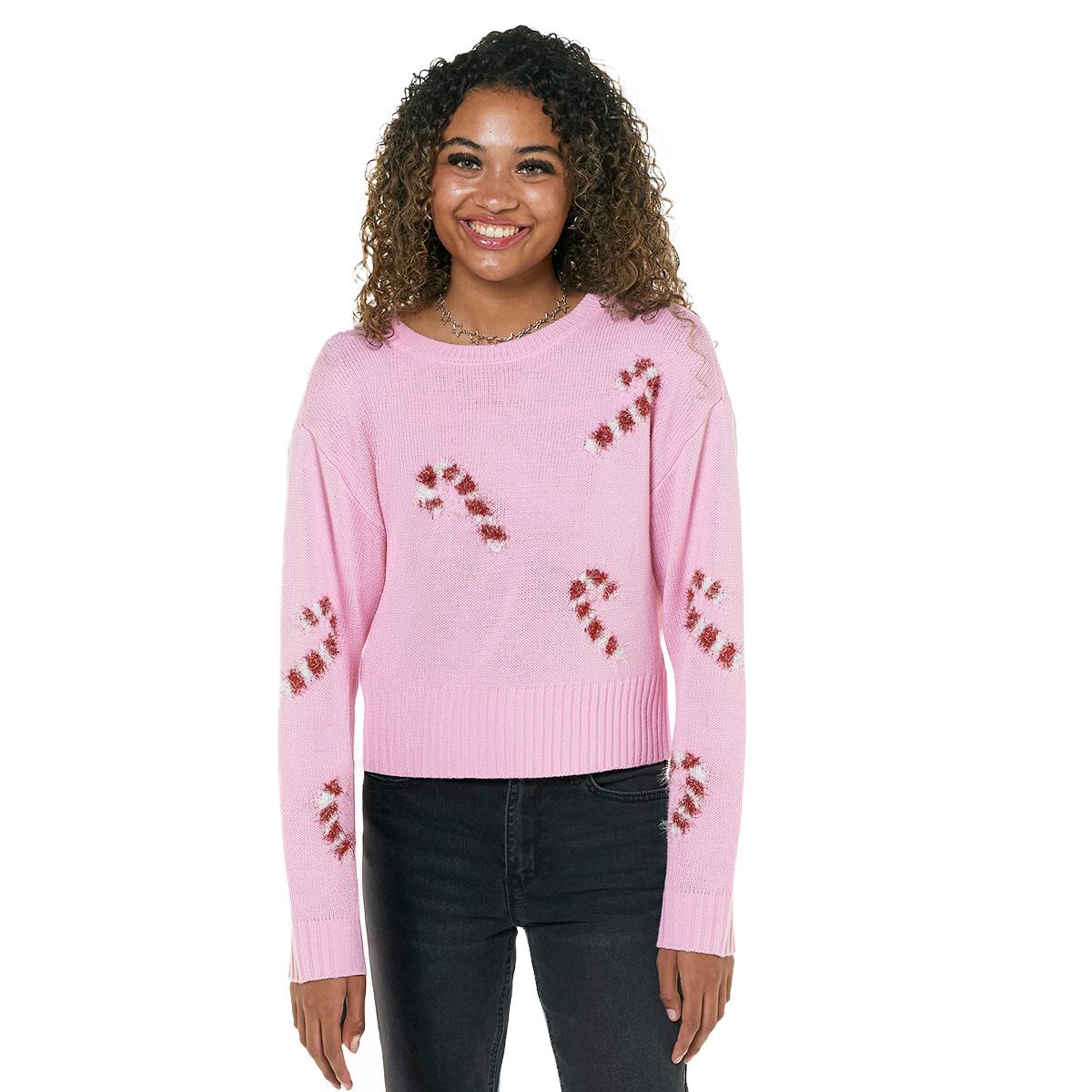 Click here for Juniors No Comment Eyelash Tinsel Candy Cane Crew... prices