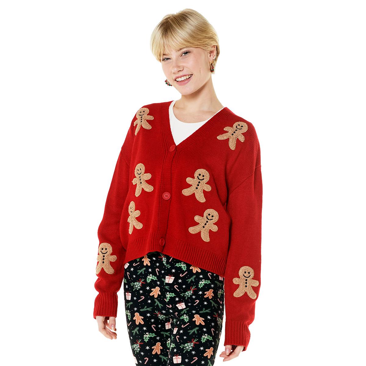 Click here for Juniors No Comment Chenille Gingerbread Man Button... prices